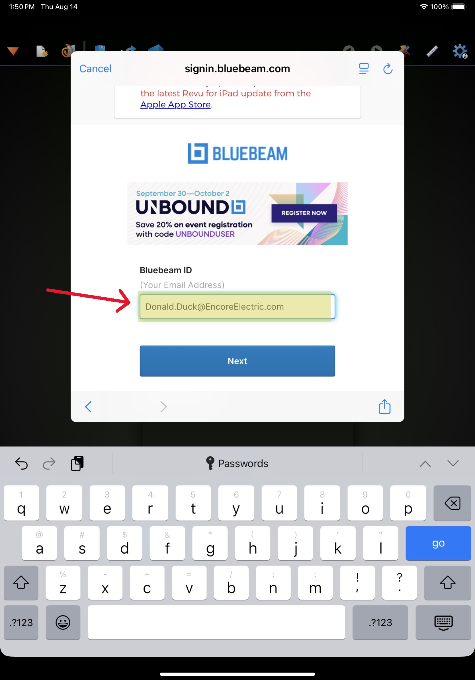 How to sign into Bluebeam Revu on an iPad – Encore Electric
